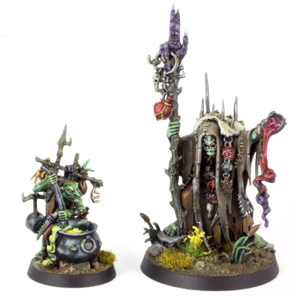 Sigmar: Swampcalla Shaman with Pot-Grot - Painted Guys
